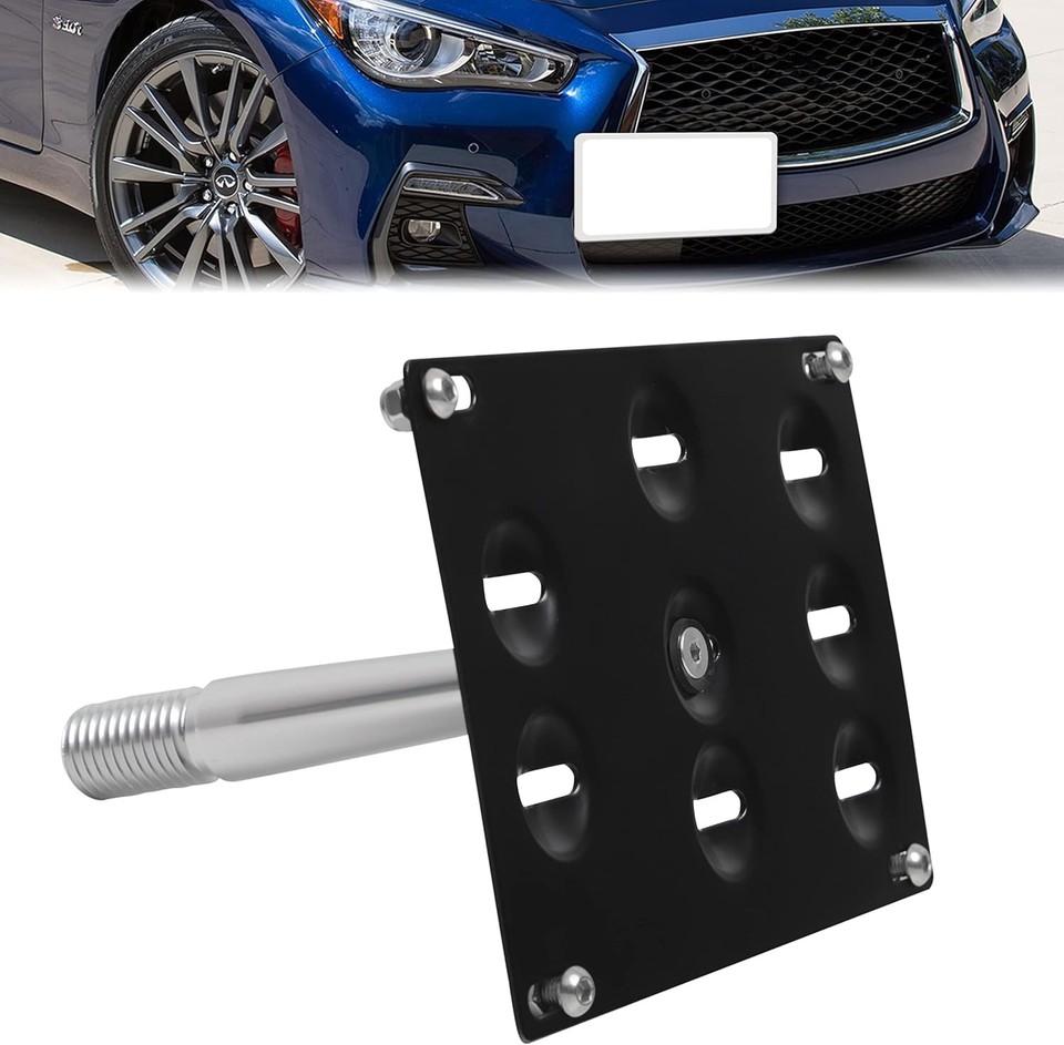 Front Bumper Tow Hook License Plate Mount Bracket Holder For Nissan Q50 ...
