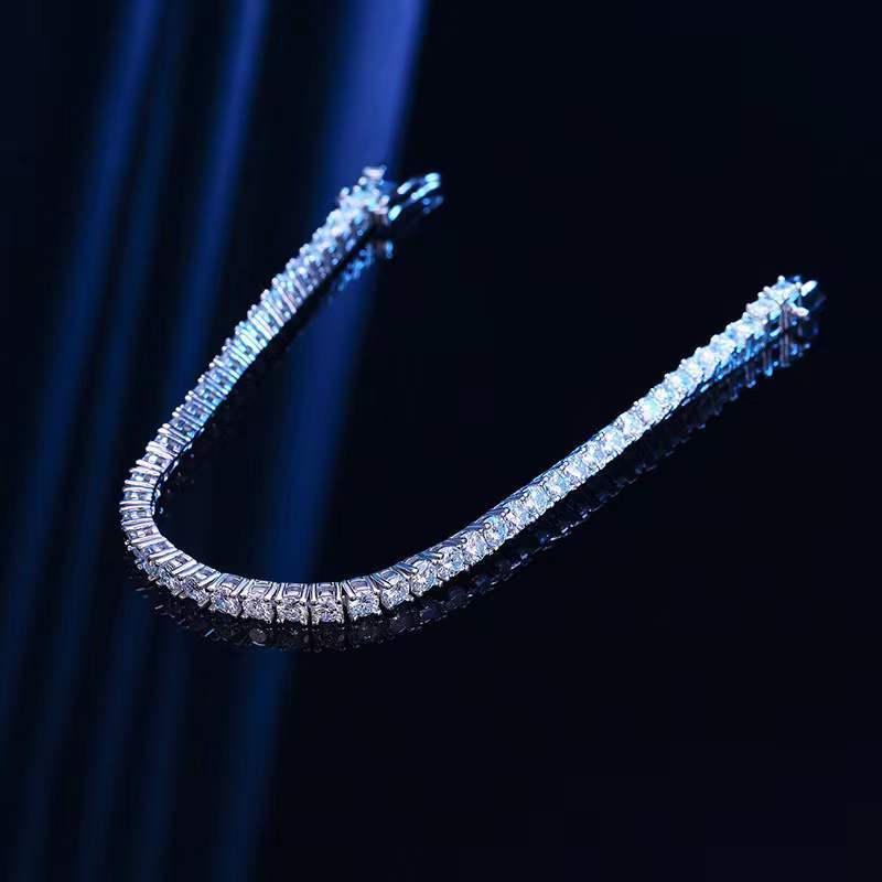 3mm Moissanite Tennis Chain Bracelet for Women 925 Sterling Silver Pass ...