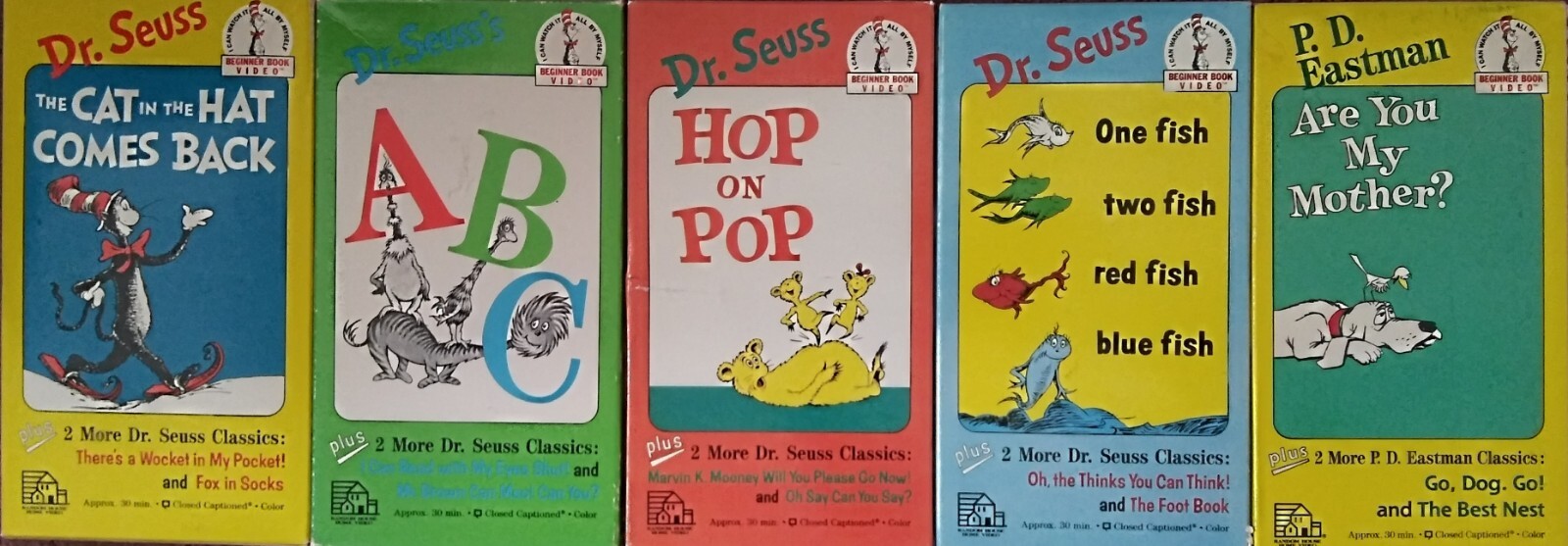 5 Dr. Seuss VHS Tape Lot The Cat In The Hat Comes Back Are You My ...