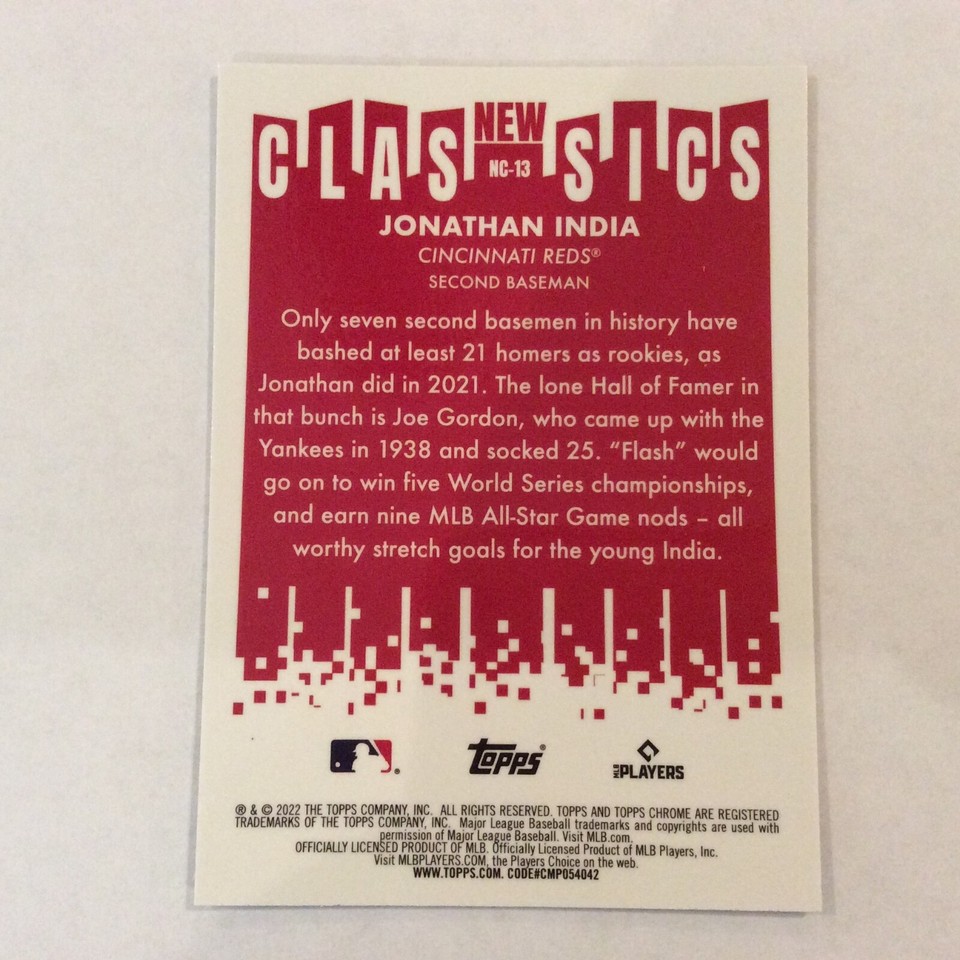2022 Topps Chrome NC-13 New Classics Jonathan Indiana Cincinnati Reds ...