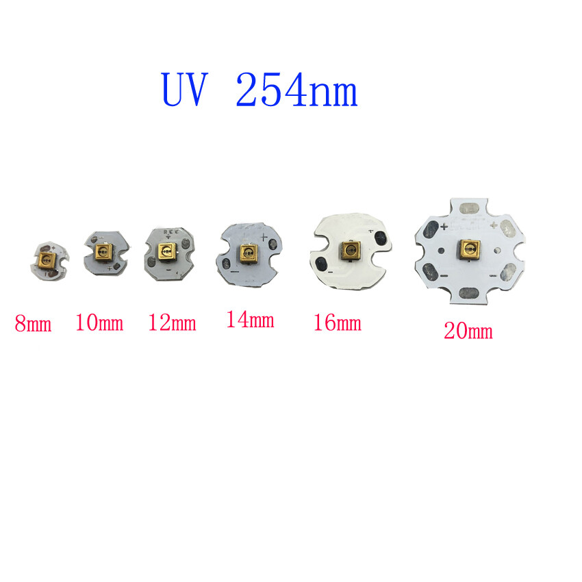 UV 254nm Deep UVC LED Chip Bulb Steriliza Board 8mm 10mm 14mm 16mm 20mm ...