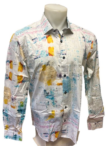 Mens Steelo Colorful Size XL Long Sleeve Button Up Dress Shirt Silky ...