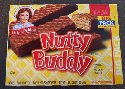 Little Debbie Nutty Buddy Bars Wafers with Peanut Butter Dessert BIG ...