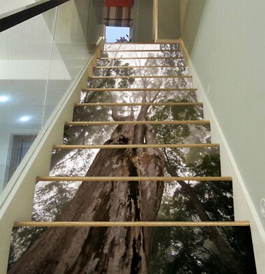 3D Tall Big Tree AZ1053 Stair Risers Decoration Mural Vinyl Wallpaper ...