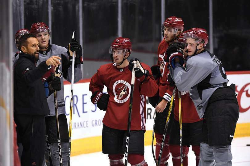 ARIZONA COYOTES Cameron Crotty #95 gray RBK practice jersey NOB 2017 ...