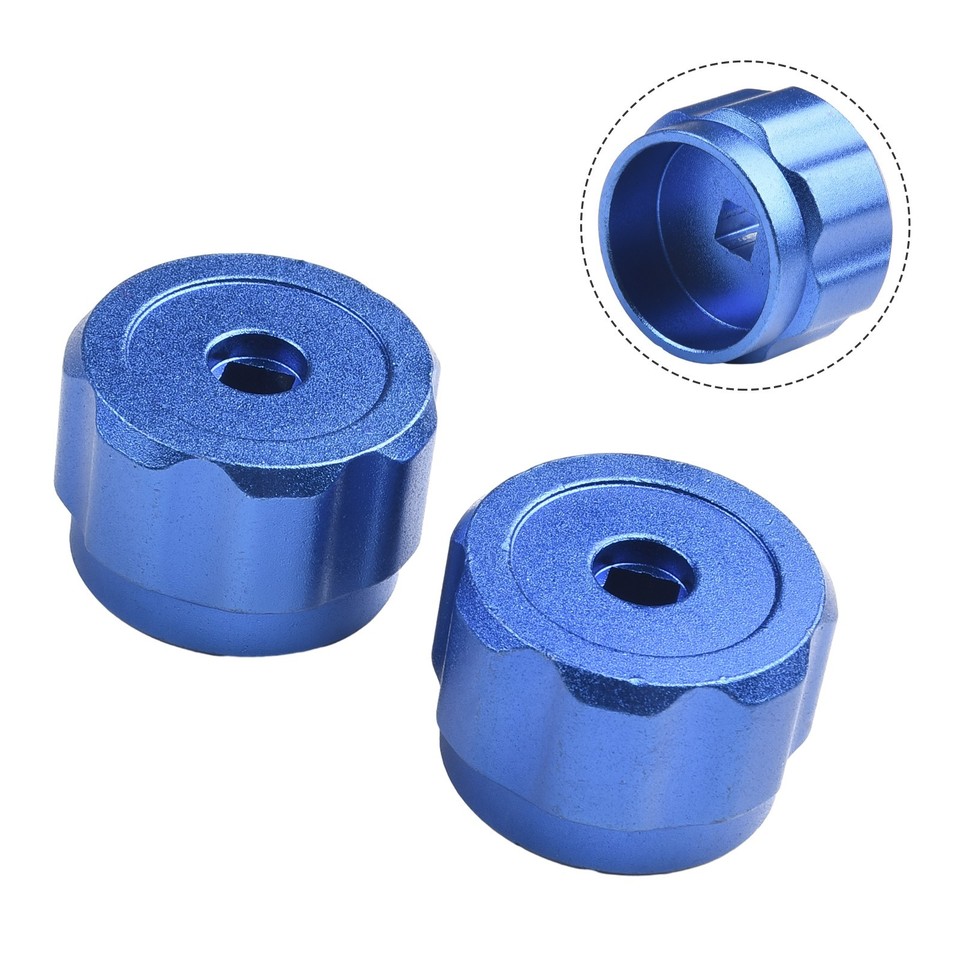 Blue Round Wheel Handle Faucet Knobs 2PCS Aluminum Alloy for Long ...