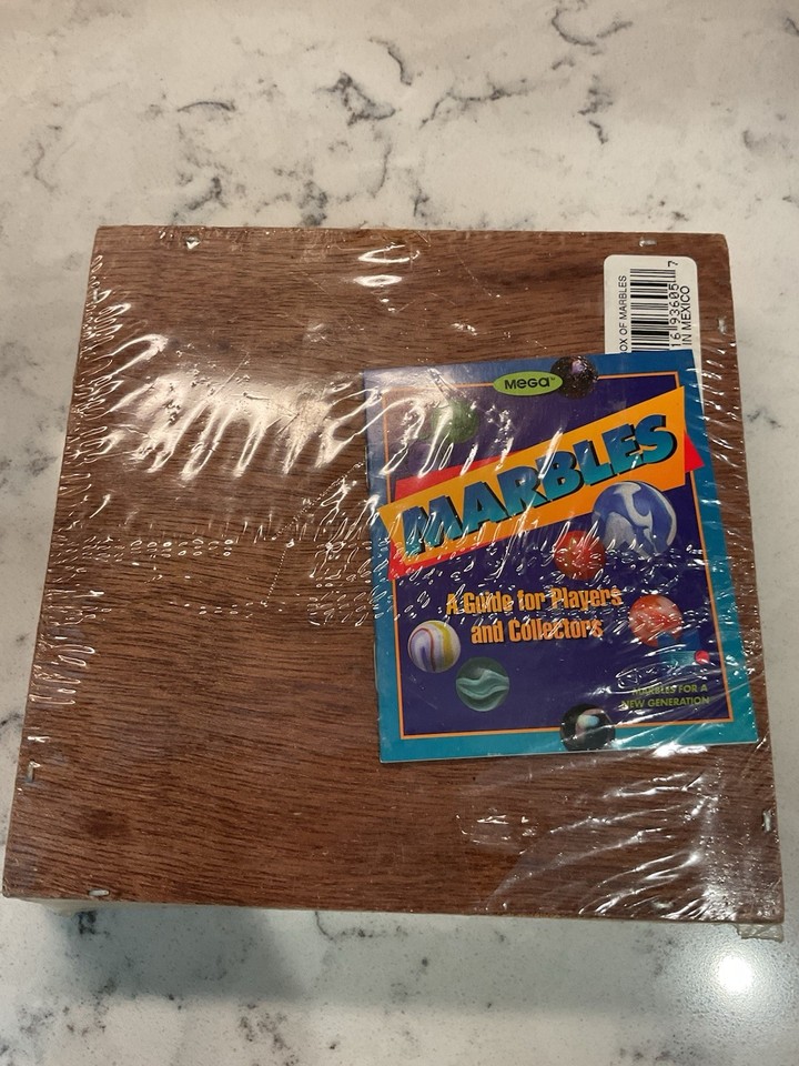 Vintage New Mega Marbles Wooden Collectors Box 80 Marbles 4 Shooters ...