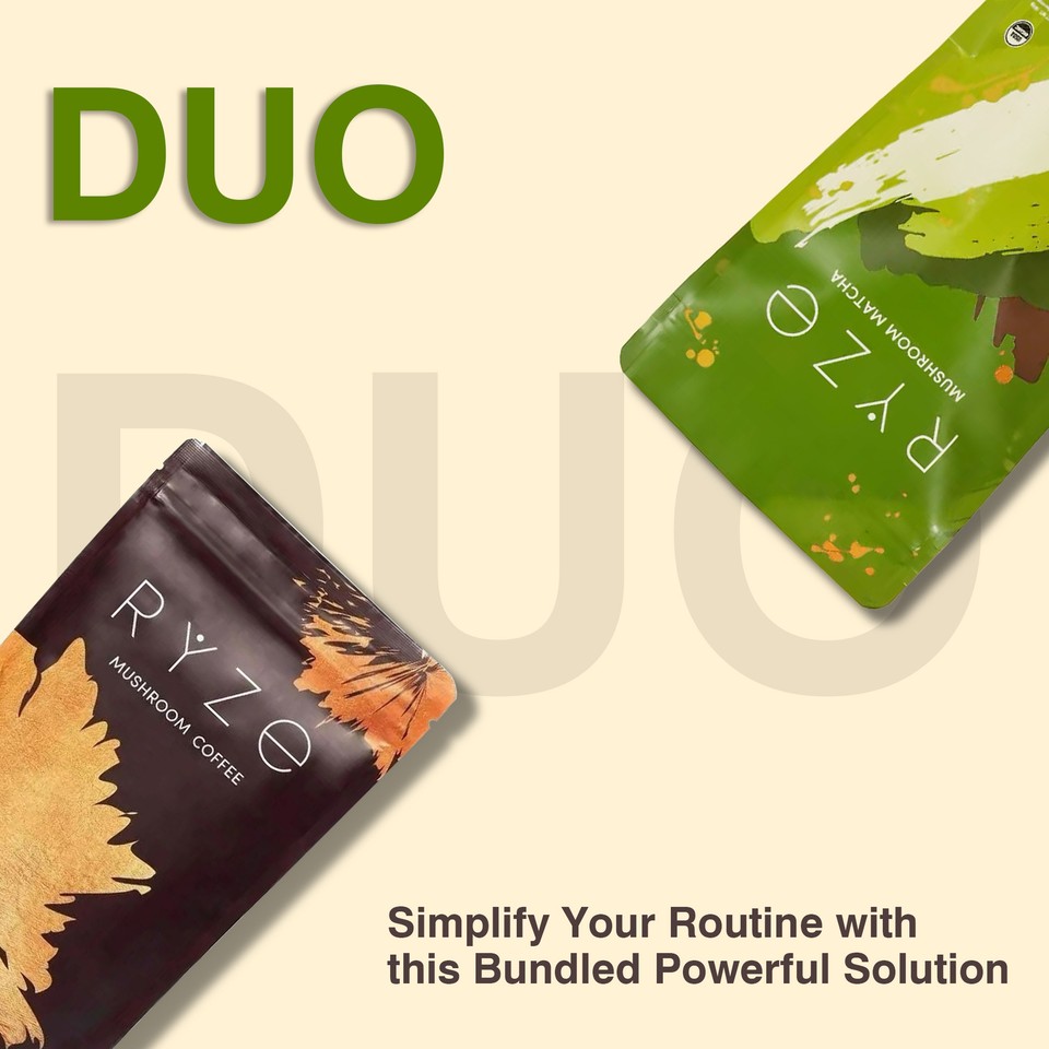 2 Pack Combo New RYZE Mushroom Coffee & RYZE Matcha 100% Authentic ...