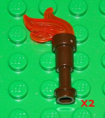 LEGO Pirates - Minifig, Utensil - Torch w/ Trans Red Flame (X2) - Brown ...
