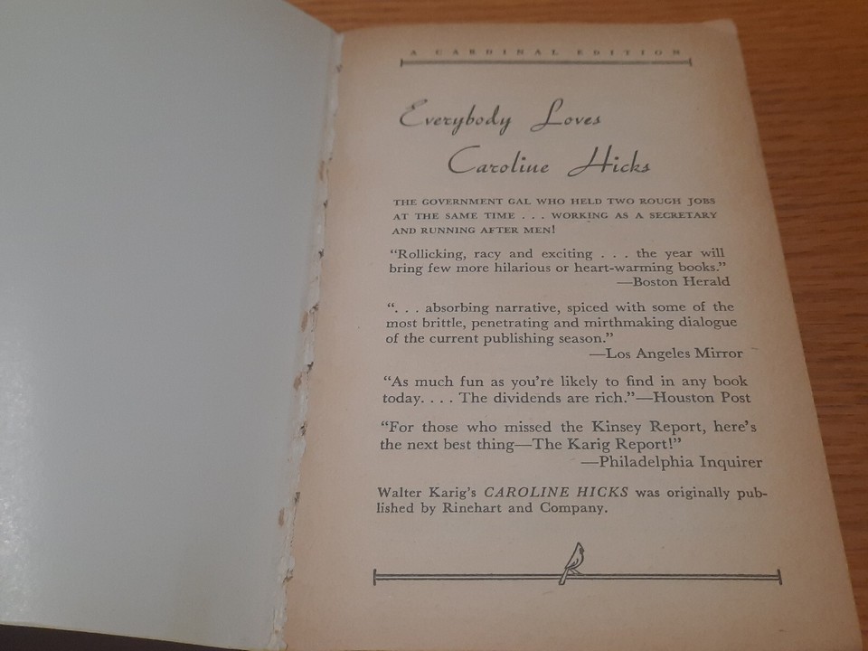 Caroline Hicks Walter Karig Washington DC Romance Tom Dunn Cover 1st Cardinal ED | eBay