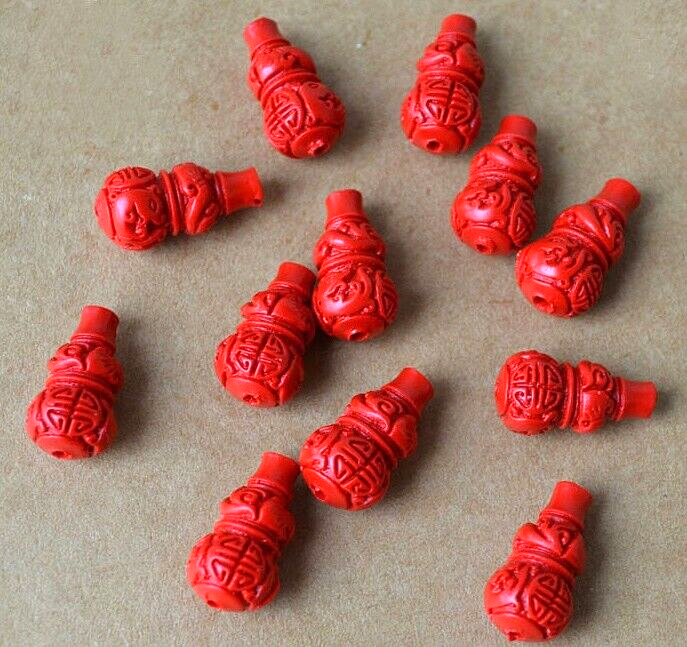 12x20mm red cinnabar carved pendant beads 10pcs | eBay