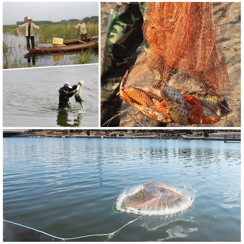 Heavy Duty Fishing Cast Net Bait Easy Throw Hand Cast Strong Tire Trap ...