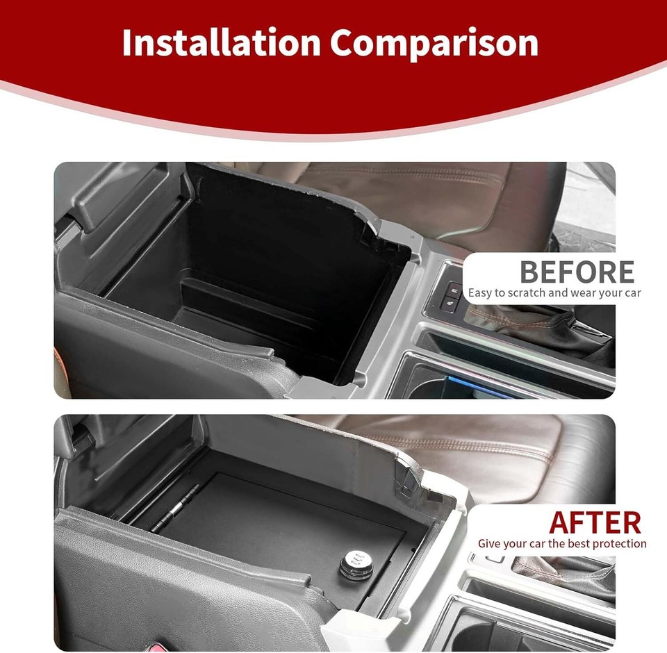 🌟Center Console Gun Safe Storage Vault Box for 2015-20 Ford F150 F250 ...