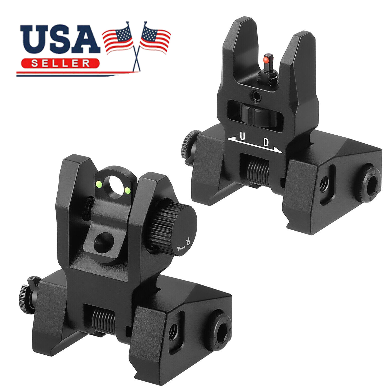 Fiber Optic Iron Sights Flip Up Iron Sight Front Rear Sight for Picatinny Weaver | eBay