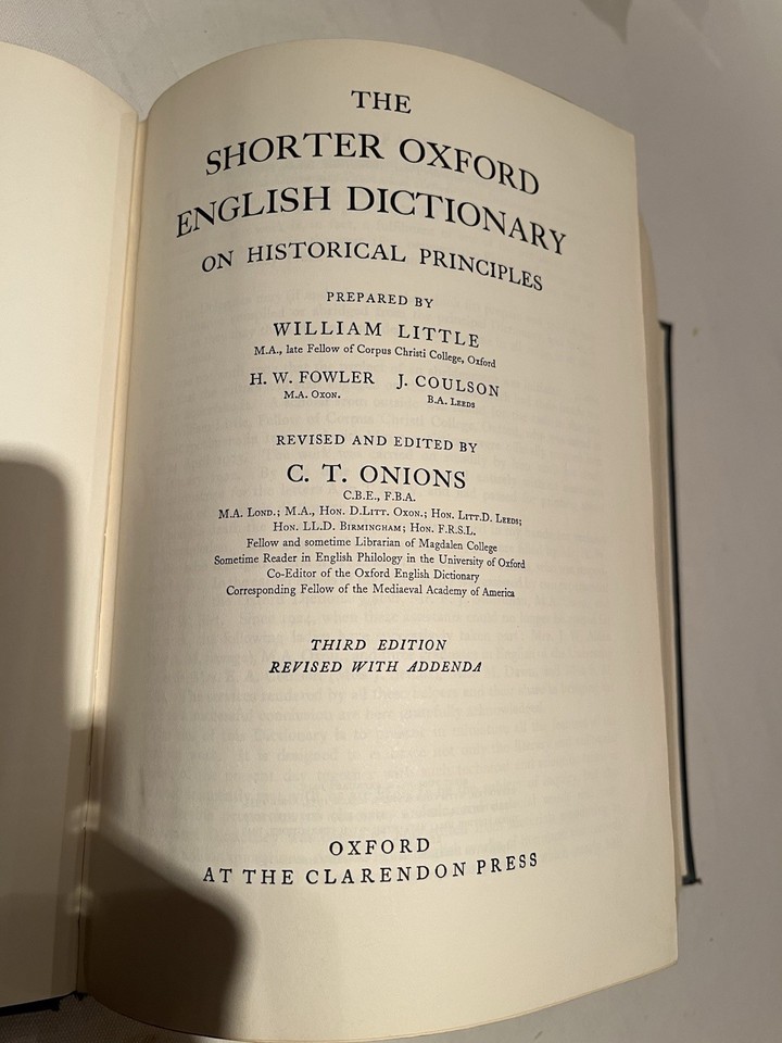 The Shorter Oxford English Dictionary by J. Coulson, William Little ...
