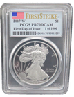 2017-W FIRST STRIKE LABEL SILVER EAGLE FDOI PCGS PR70 DEEP CAMEO 1 OF ...