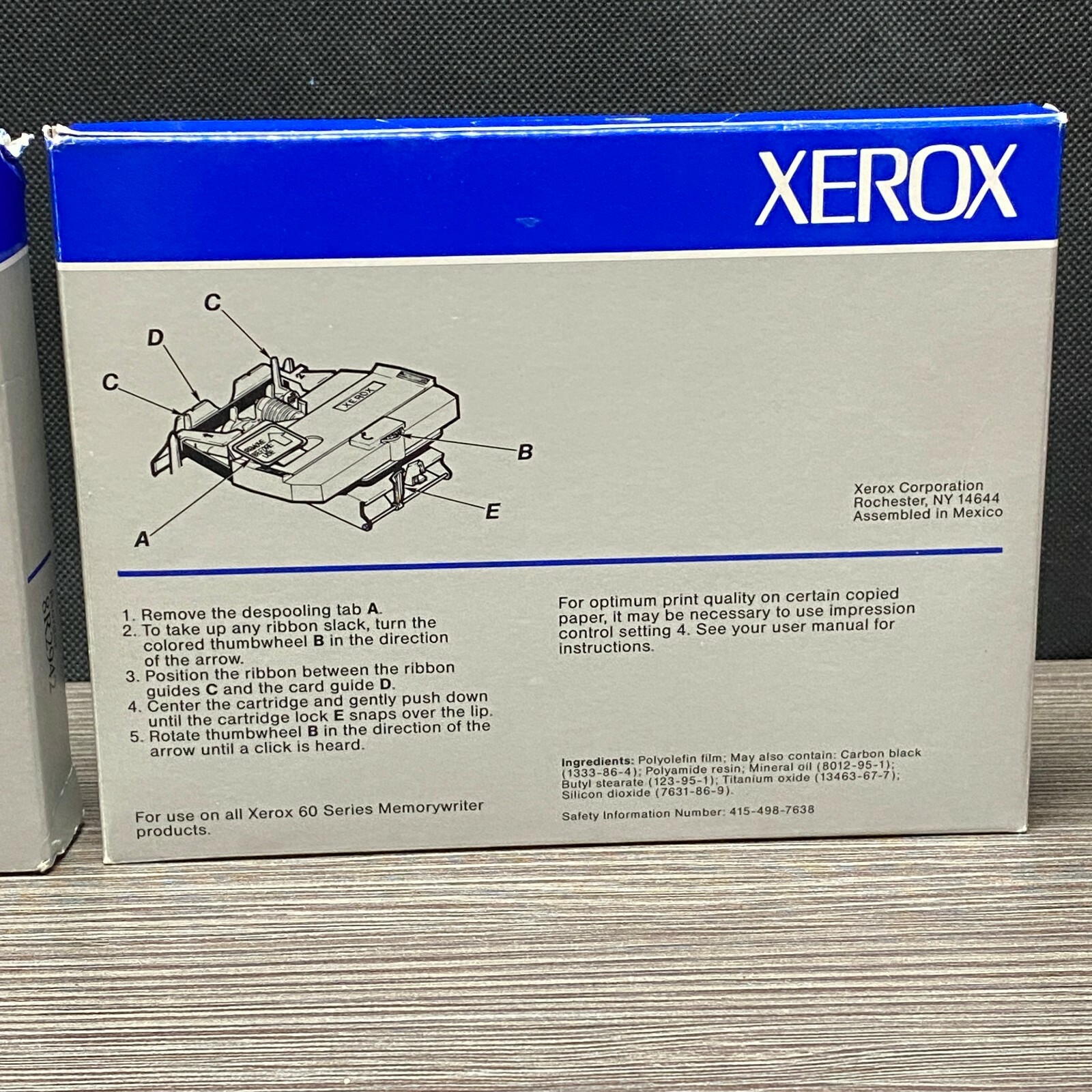 Lot of 2 Unused Xerox Memorywriter 60 Series Black Ribbon Cartridge In ...