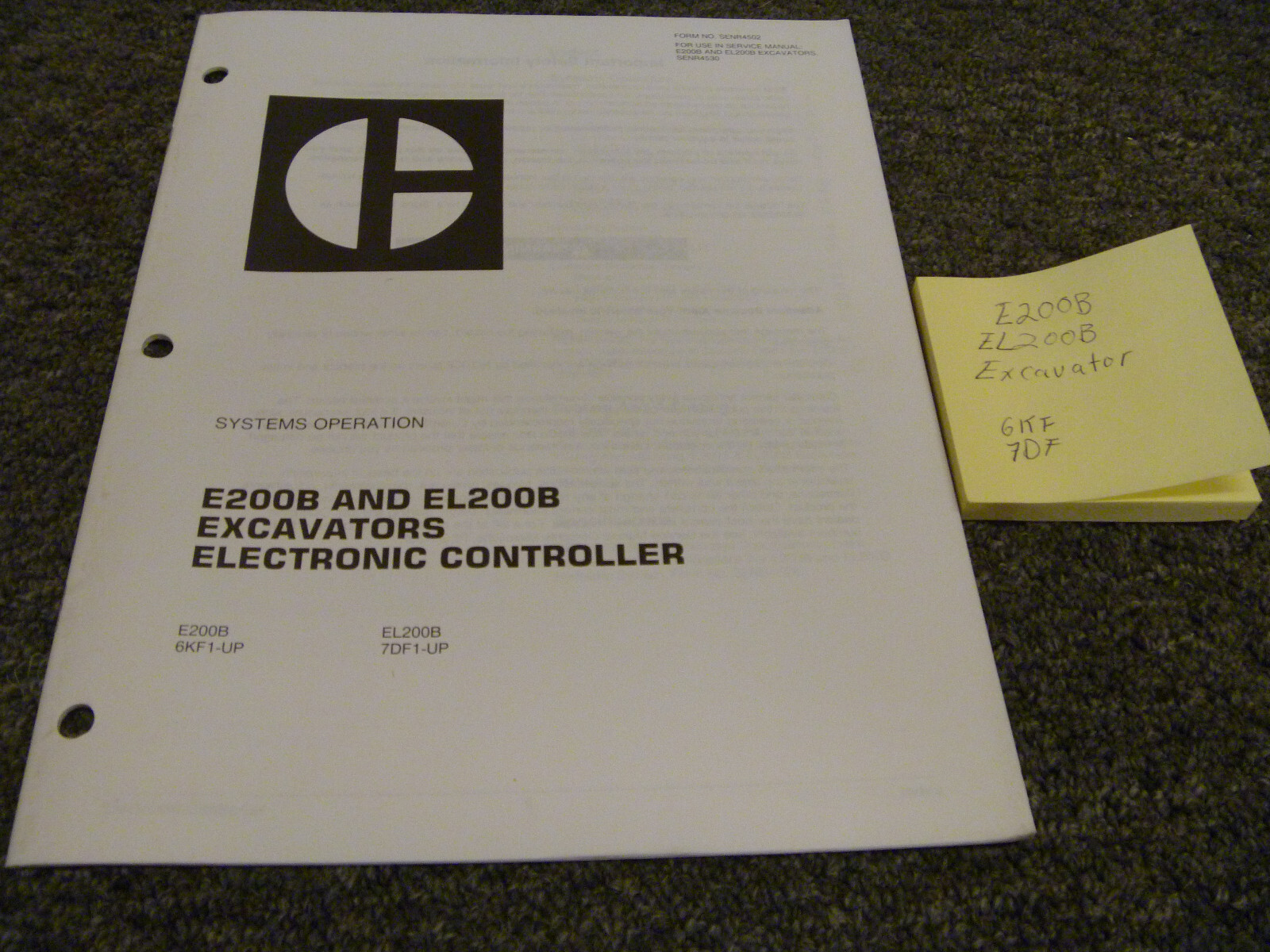 CAT Caterpillar E200B EL200B Excavator Elec Control Op Service Repair ...