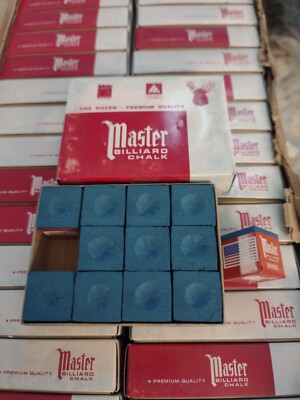 1 BOX ( 12 PIECES ) SKY BLUE MASTER CHALK PACK - POOL & BILLIARD CUE ...