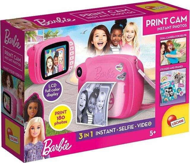 Lisciani Barbie Print Cam Hi-Tech Camera Istantanea per Bambini - Rosa ...