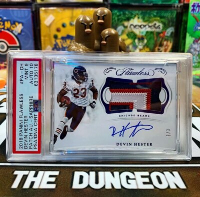DEVIN HESTER 2/3 AUTO 10 PSA 9 2018 PANINI FLAWLESS PA-DH CHICAGO BEARS ...