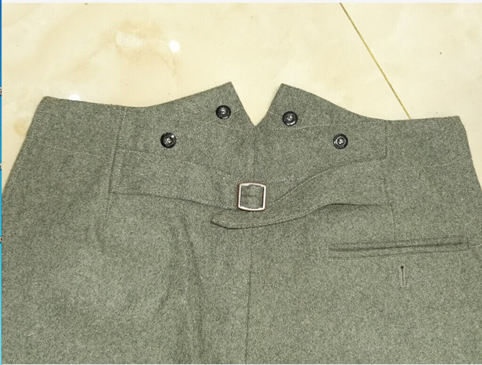 WW2 Repro GERMAN EM M36 FIELD GREY GREEN WOOL TUNIC & TROUSERS SIZE S ...