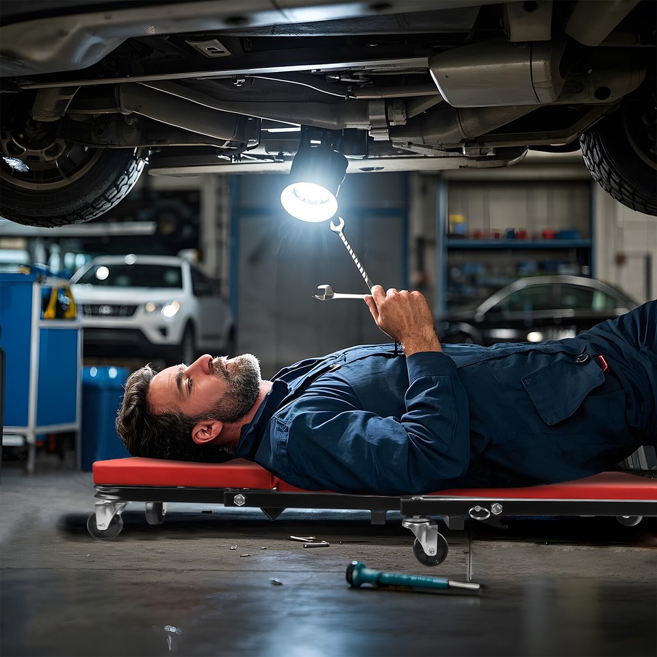 2-in-1 Folding Car Creeper Mechanics Stool Padded Crawler Board w/ Head ...