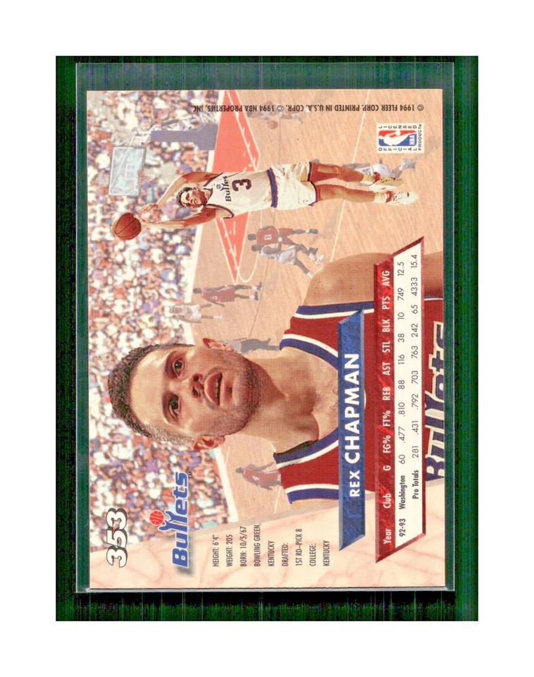 1993-94 Ultra Washington Bullets Basketball Card #353 Rex Chapman | eBay