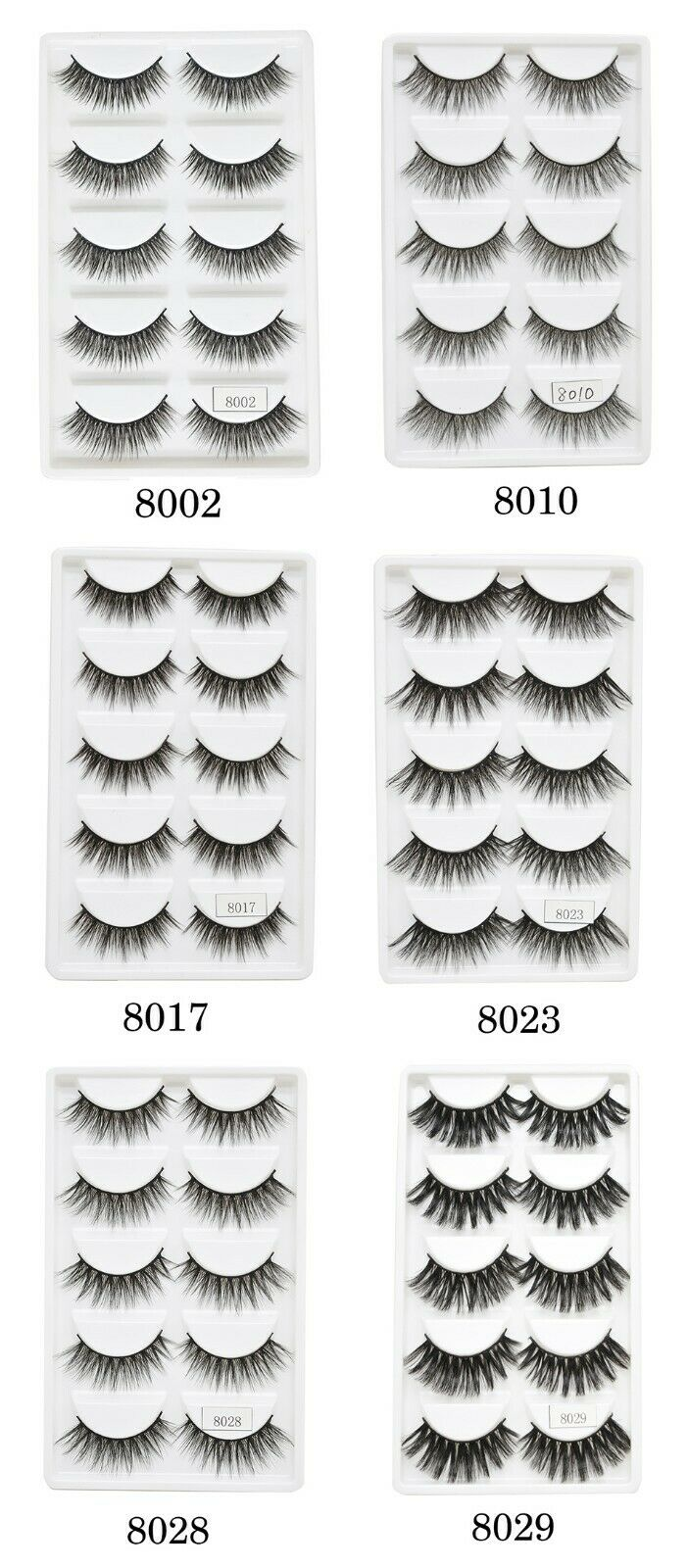 US A++++ 5 Pairs Natural Handmade Real Mink 3D False Eyelashes Thick ...