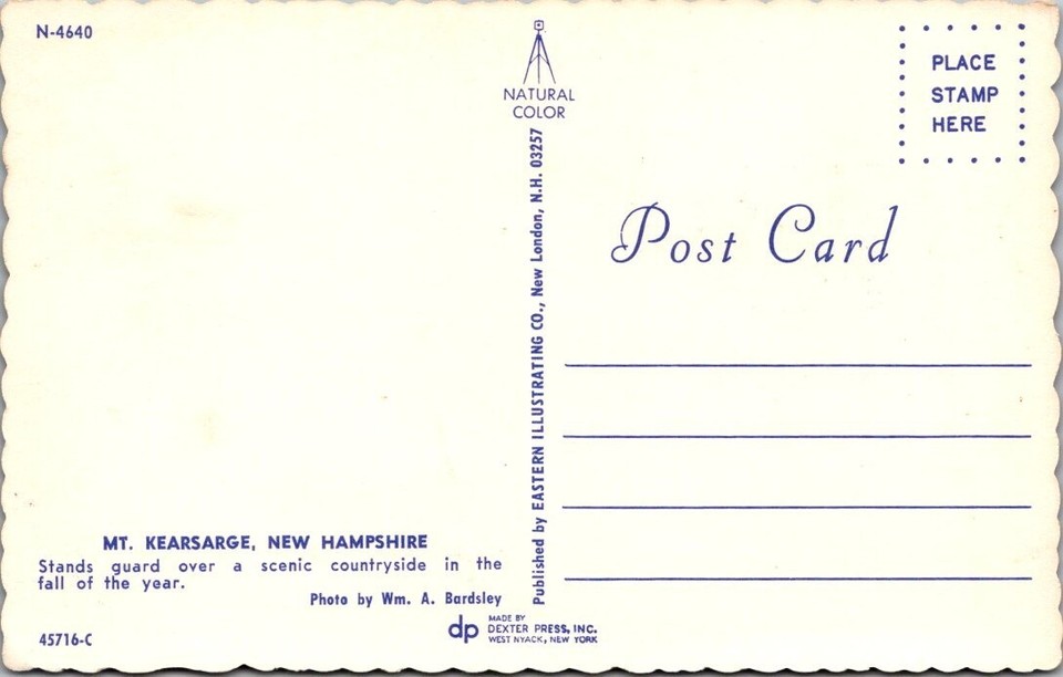 Mt. Kearsarge, New Hampshire, SCENIC COUNTRYSIDE IN THE FALL. Postcard ...