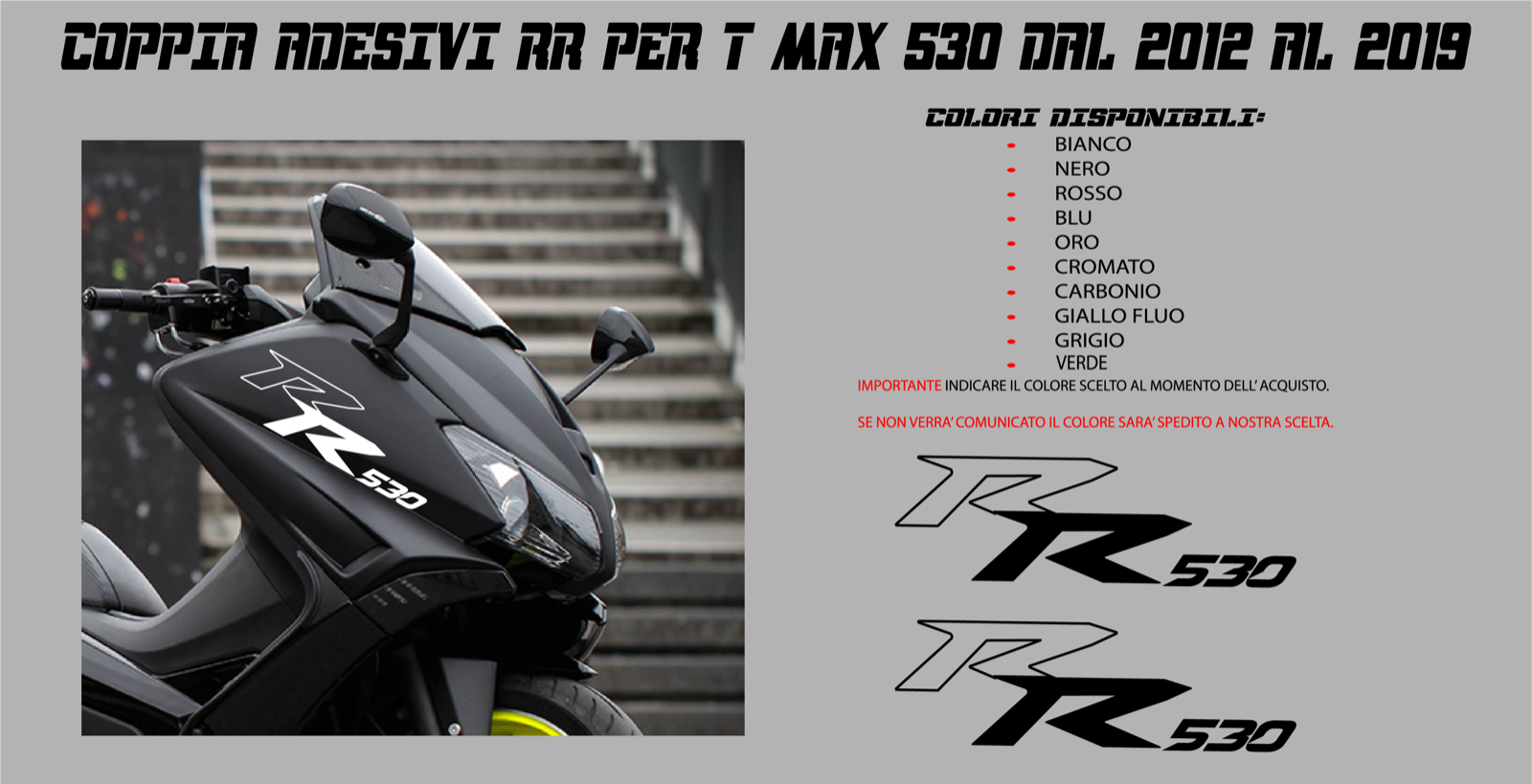 KIT COPPIA ADESIVI RR SCUDO ANTERIORE per T MAX 530 YAMAHA tmax ...