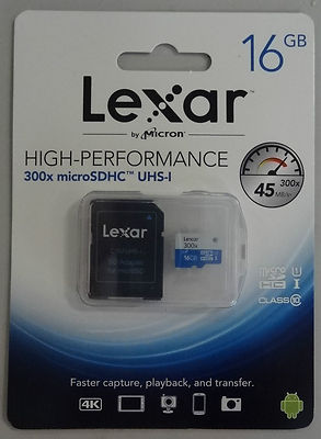 LEXAR 16GB HIGH PERFORMANCE 300X MICRO SDHC UHS-I SD CARD - 45MB/S ...