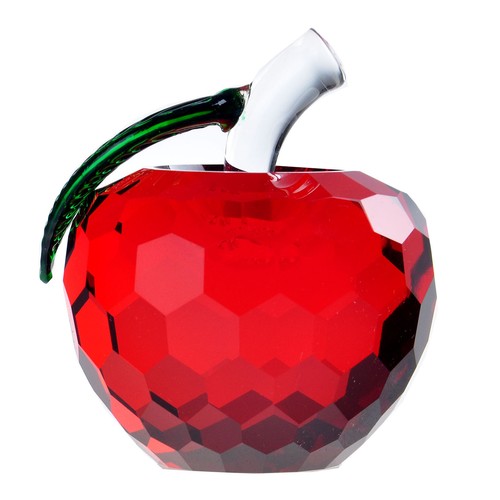3D Apple Figurine Faceted Crystal Glass Paperweight Wedding Gift Decor ...