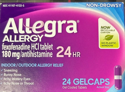Allegra Allergy 24HR Allergy Relief Fexofenadine 180mg 24 Gel caps_ 41167412213| eBay