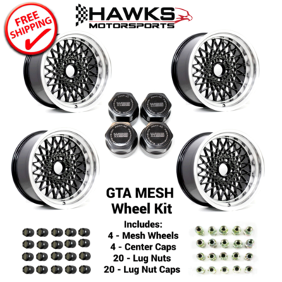 82-92 Camaro IROC Firebird Trans Am 17x9 Black GTA Mesh Wheel Rim Kit ...