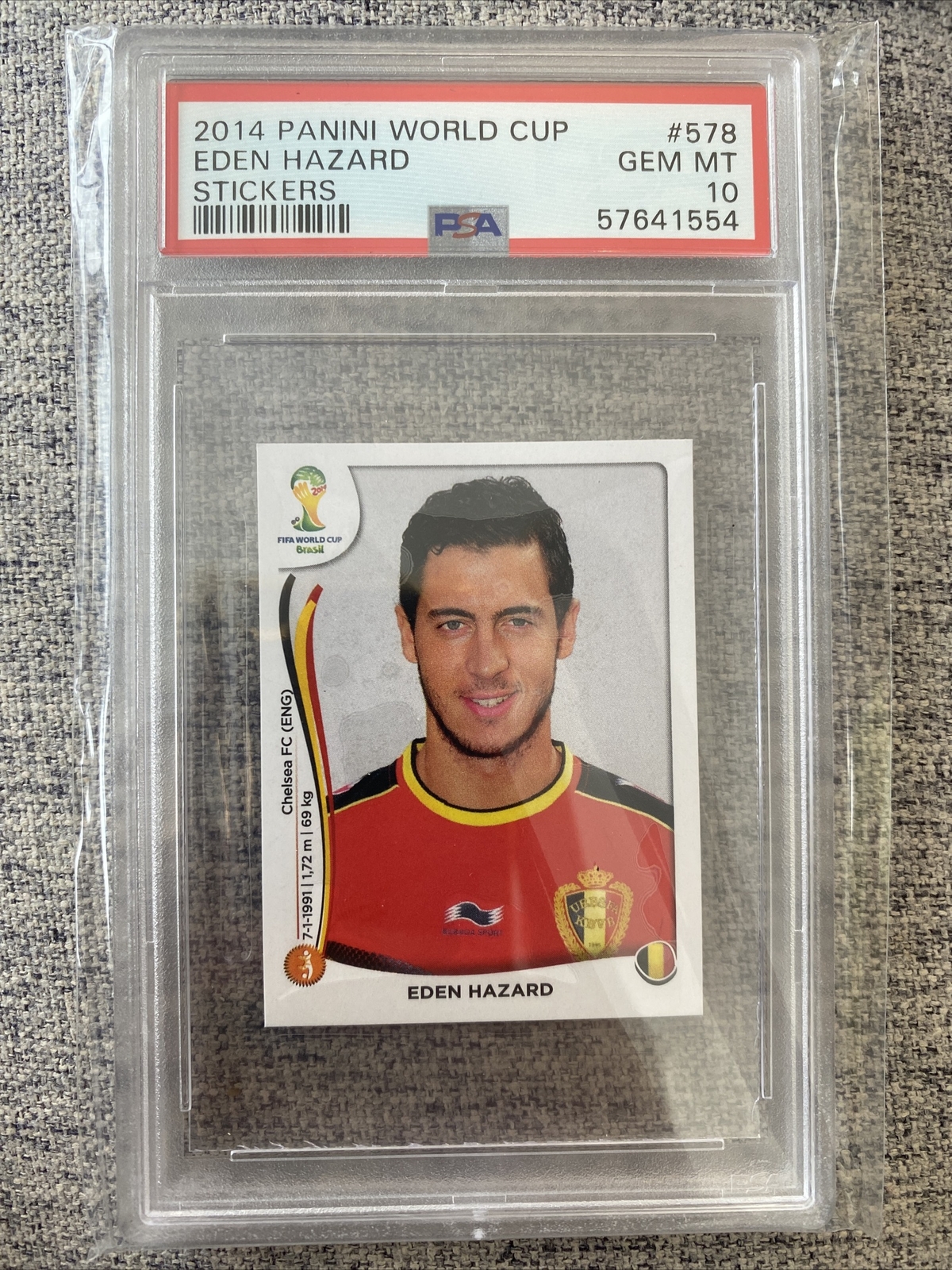 2014 Panini World Cup Sticker Soccer #578 Eden Hazard Rookie PSA 10 RC ...
