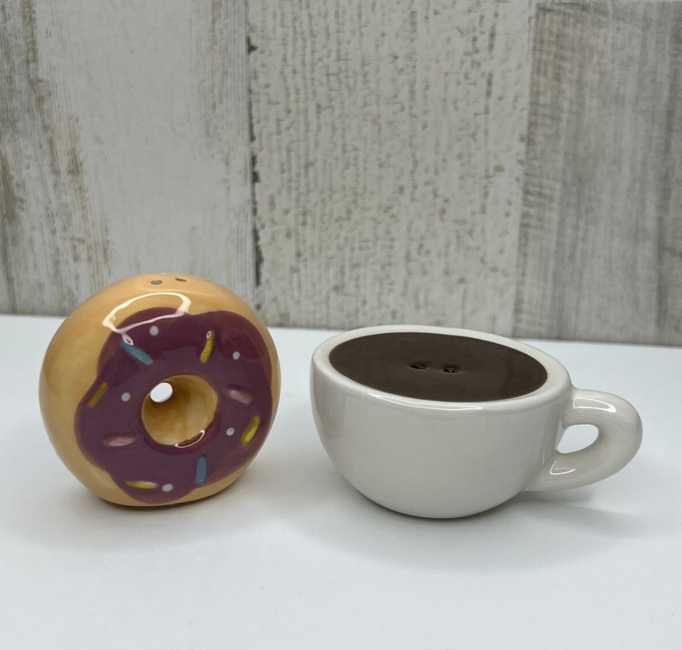 Donut and Coffee Salt and Pepper Shakers Cappuccino Latte Shakers | eBay