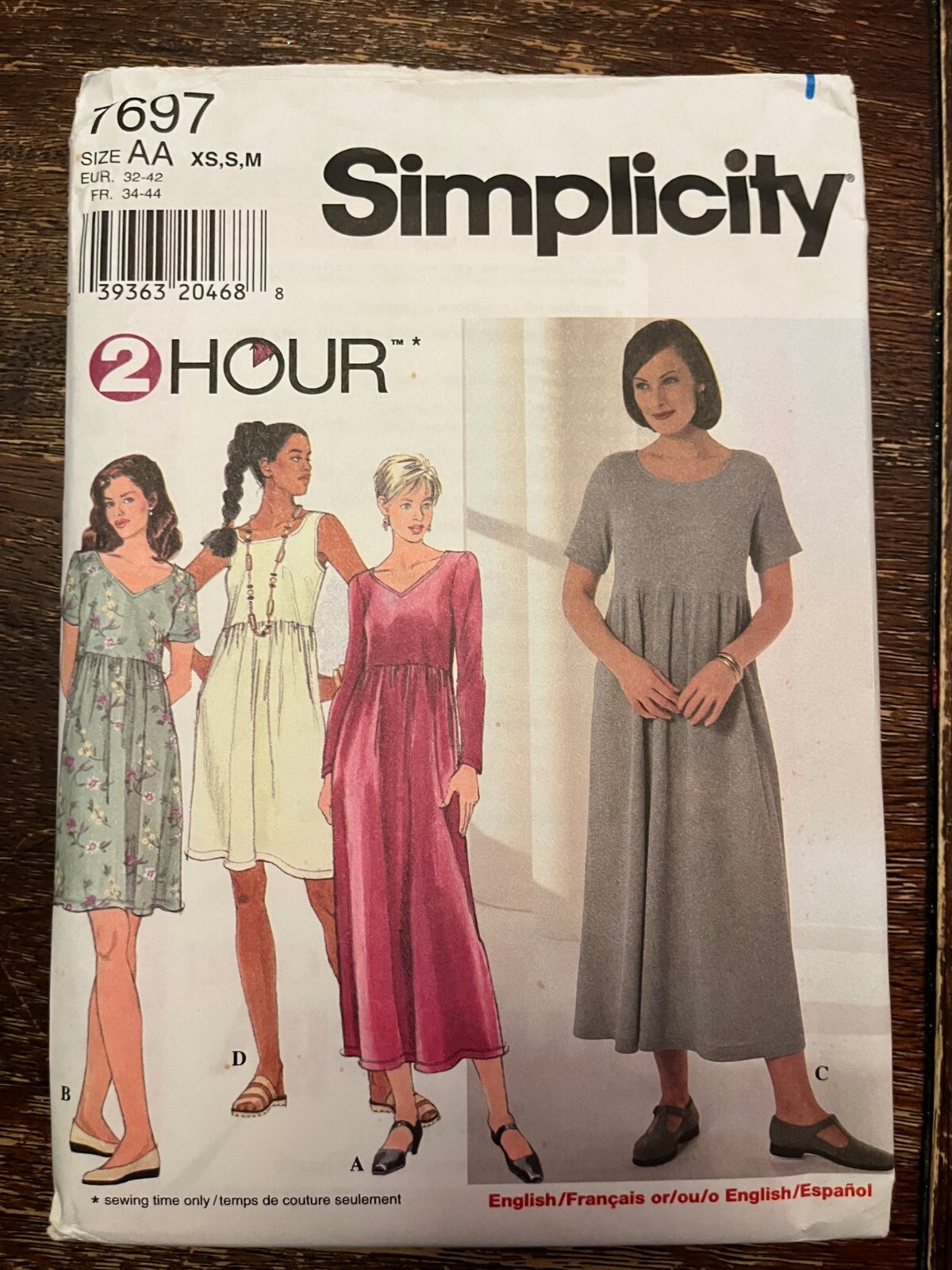 Simplicity 7697 Misses' Knit Dress 2 Hour Sewing Pattern XS S M 1997 ...