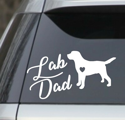 7” White Lab Dad Dog vinyl Decal Sticker, car window, laptop, Yeti cup ...