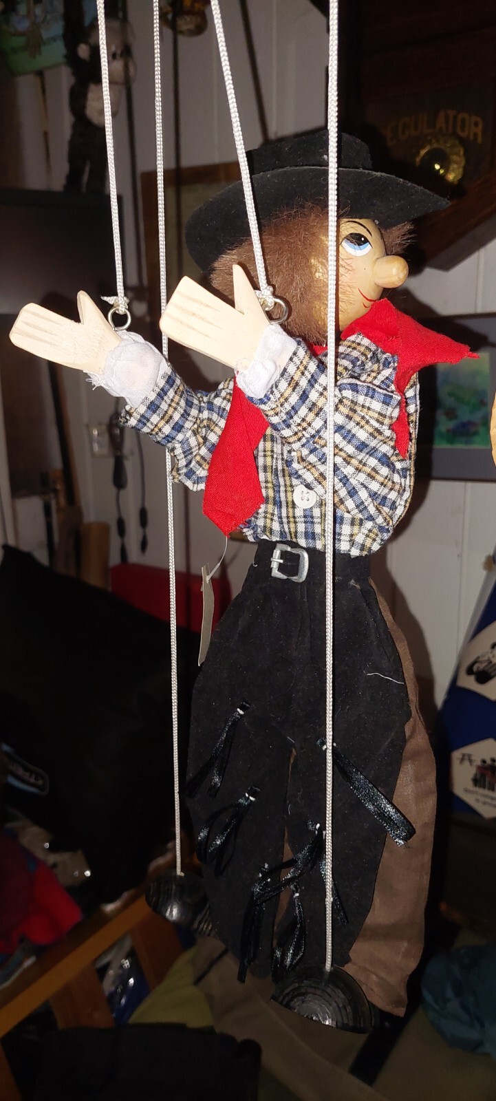 Vintage Tellon Collections Western Cowboy Pioneer Wooden Marionette ...