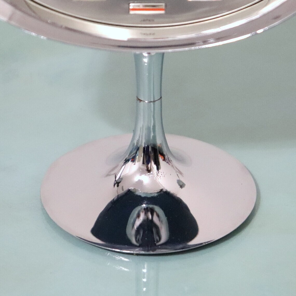 RHYTHM 51141 TOP! Clock Mantel Alarm Vintage Space Age Blue CHROME Desk ...