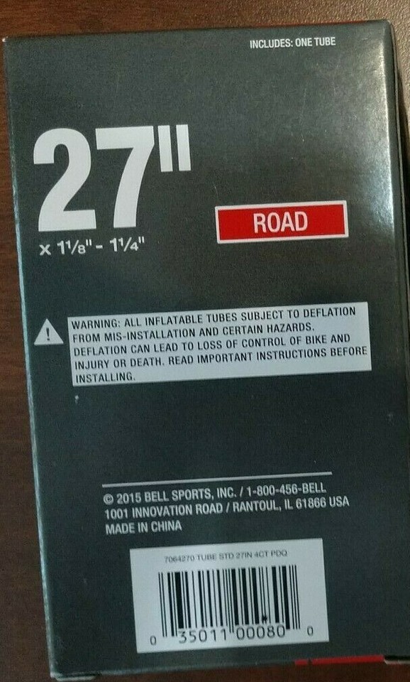 Bell 27" x 1 1/8 - 1 1/4 Standard Valve Bicycle Inner Tube Fits 700c | eBay