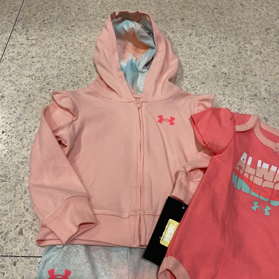 Under Armour Baby Girls 3pc Set w/ Bodysuit Jacket & Pants Size 3/6 ...