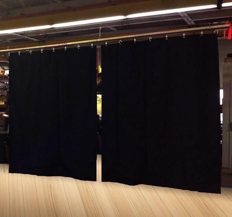 Lot of (2) Black Stage Curtain/Backdrop/Partition, 9 H x 10 W each, Non ...