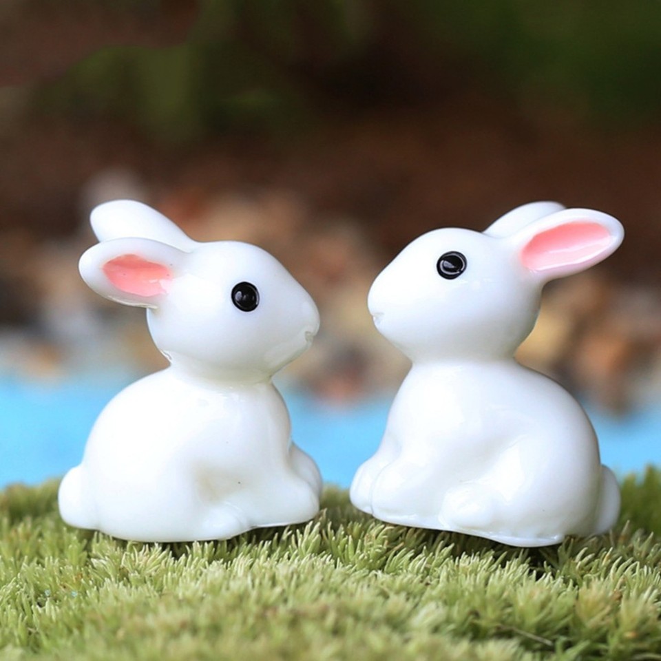 20 Pcs Bunny Miniature Figurines Craft Figures Easter Landscape Garden ...