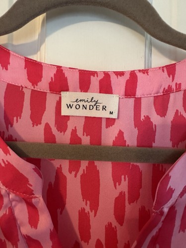 Emily Wonder Pink Animal Print Blouse With Tab Sleeves, Size Medium | eBay