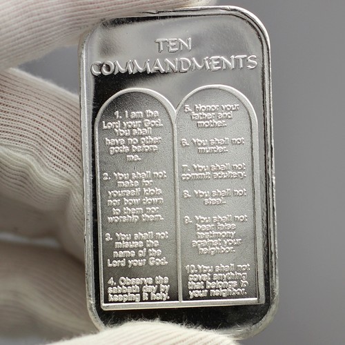 Ten Commandments 1oz 999 Silver Bar & SAE BU Coin Gift Set by ...