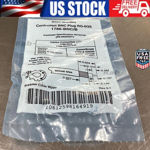Allen Bradley. 1786-BNC ControlNet BNC Plug RG-6QS 5D-25 1786-BNC/B US ...