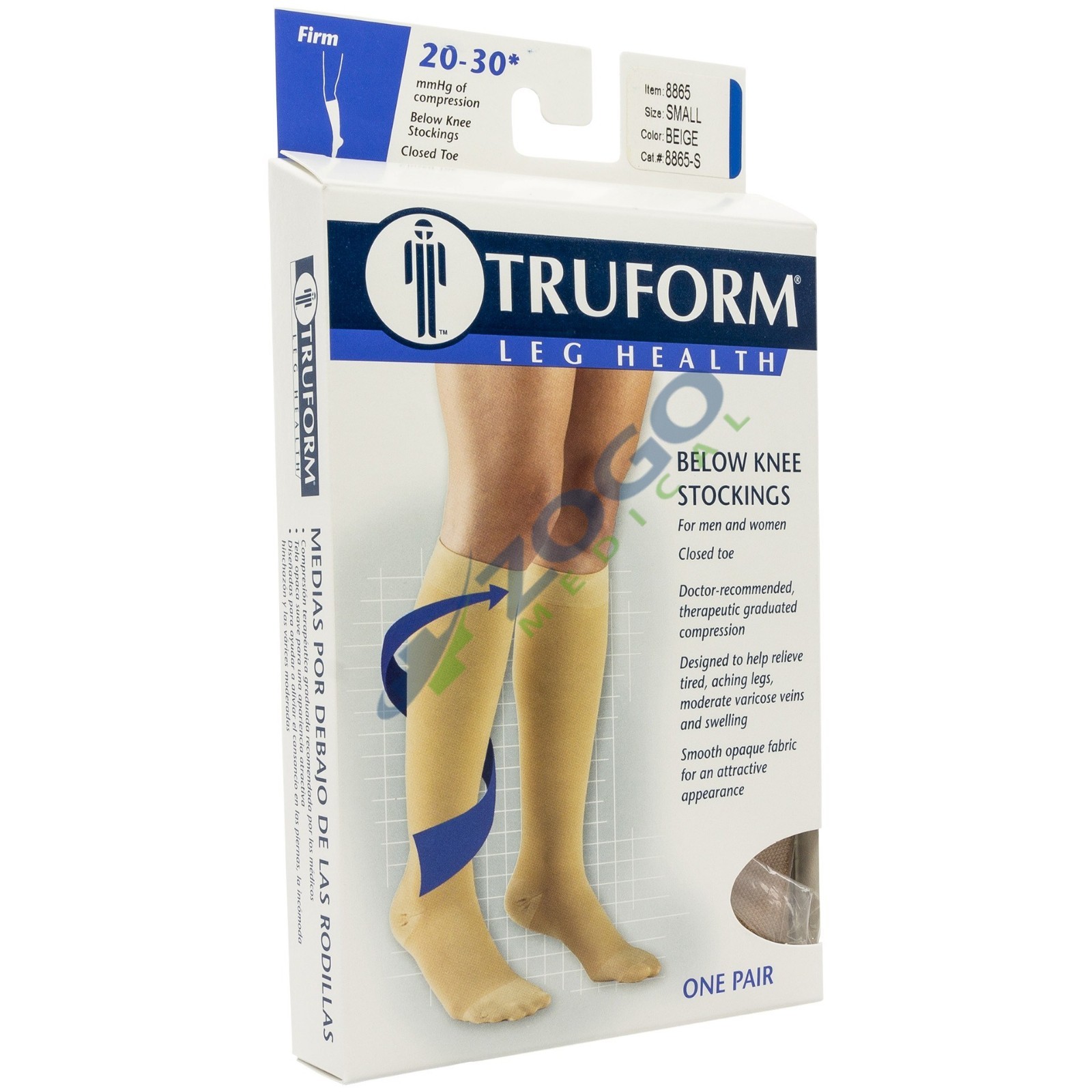 Truform 20-30 mmHg Below Knee Soft Top Compression Stockings Closed Toe ...