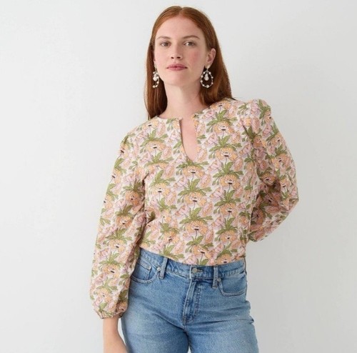 J. Crew Liberty Print Floral Long Sleeve Popover Blouse Size Small ...